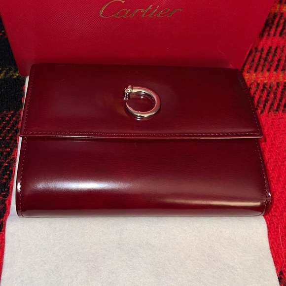 Cartier | Bags | Cartier Vintage Wallet Red Silver Hardware Great ...